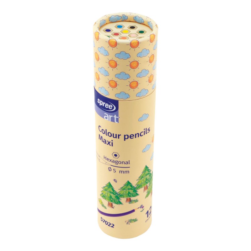 Set 12 Creioane Jumbo Maxi Spree Art | Tub Cilindru 5mm - Koh-I-Noor