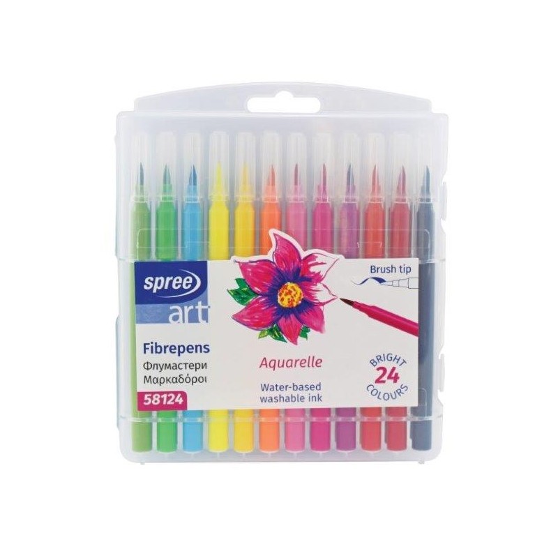 Set 24 Carioci Brush Spree | Varf Pensula Acuarela | Caligrafie - Koh-I ...